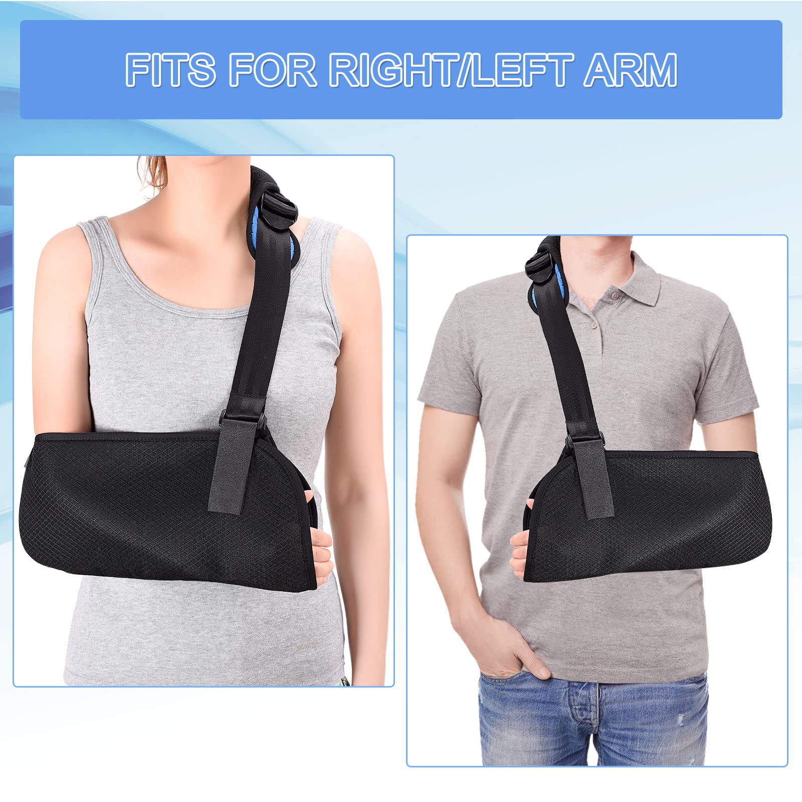 Aastin Arm Sling Shoulder Immobilizer for Women, Men, Teenagers, Adjustable Shoulder Sling Strap with a Foam Neck Pad for Wrist, Elbow, Shoulder Injury (Medium)