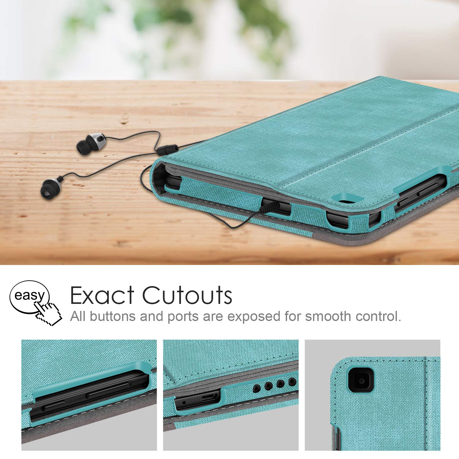 Fintie Case for Samsung Galaxy Tab A 8.0 2019 Without S Pen Model (SM-T290 Wi-Fi, SM-T295 LTE), [Corner Protection] Multi-Angle Viewing Stand Cover with Pocket, Turquoise/Brown