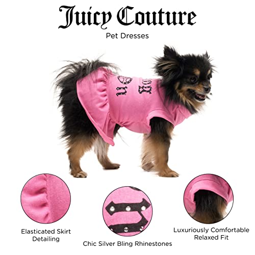 Juicy Couture Bling it On Cheer Dog Dress β Pullover Design Puppy Shirt with Elasticated Waistline and Flared Skirt, Doggie Clothes for Convenient Bathroom Breaks, X-Small (2-4 lbs.)
