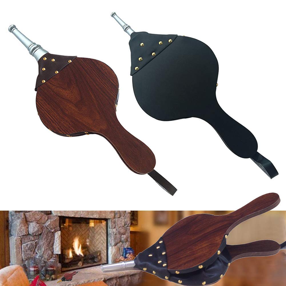 Bellows,Fireplace Bellows,Bellows for Wood Stove,Wooden Bellows for Fire Pit with Hanging Strap,Fireplace Bellows Indoor,Fireplace Tool Accessories,for Fire Pit Outdoor Camping BBQ Grill(Brown)