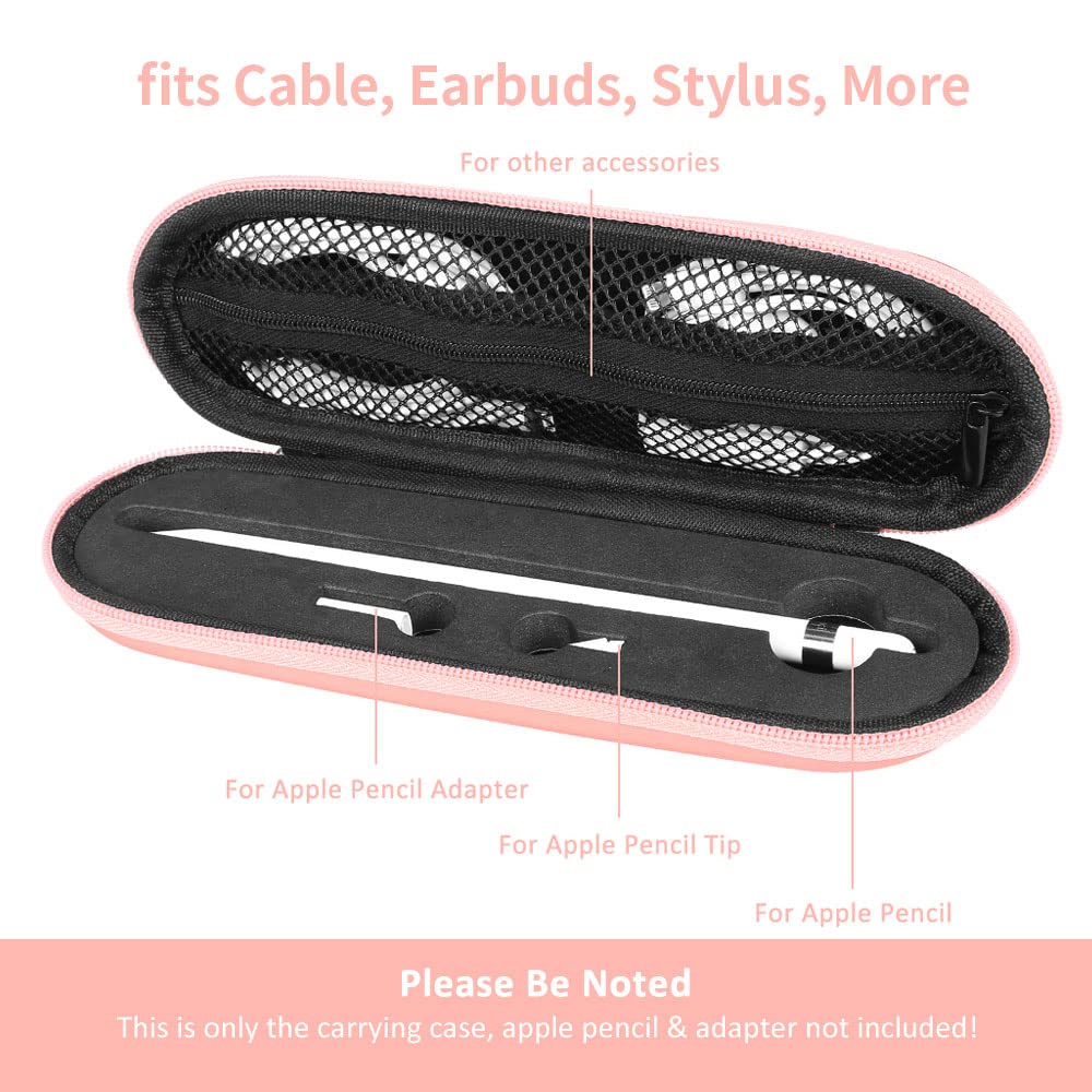 TITACUTE for Apple Pencil Case Carrying Case Hard Foam Zipper Shockproof Protective Travel iPencil Case Holder for Apple Pencil 1st Generation 2nd Gen for iPad 10 Pro Stylus Pen Charger Cable Adapter