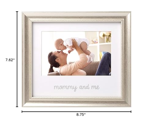 Lil Peach Mommy and Me Photo Frame, Newborn Baby Keepsake, Mother's Day Gifts, Gender-Neutral Nursery Decor, 4" x 6" Photo Insert, Silver