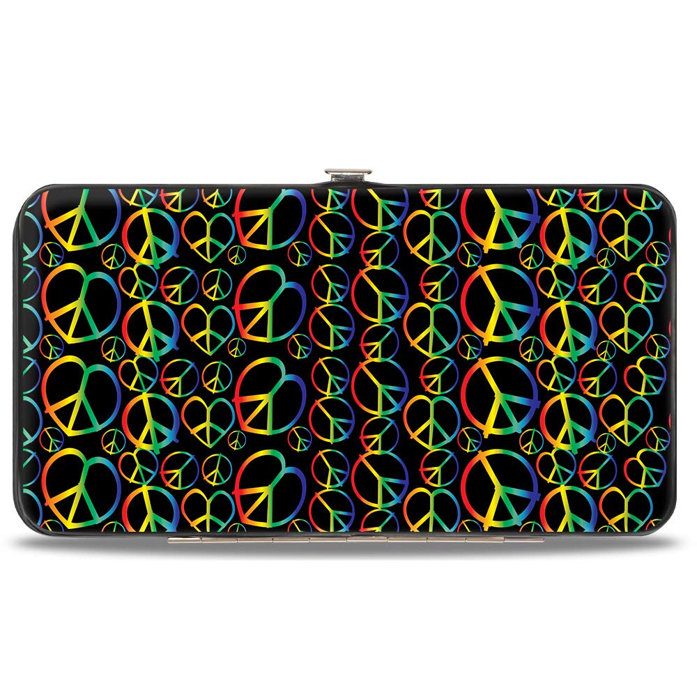 Buckle-Down womens Buckle-down Hinge - Peace Heart Black/Rainbow Ombre Wallet, Multicolor, 7 x 4 US