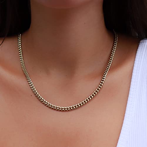 5MM Miami Cuban Chain Rope Necklace 16" 18" 20" 24" 28" - Authentic Gold (24)