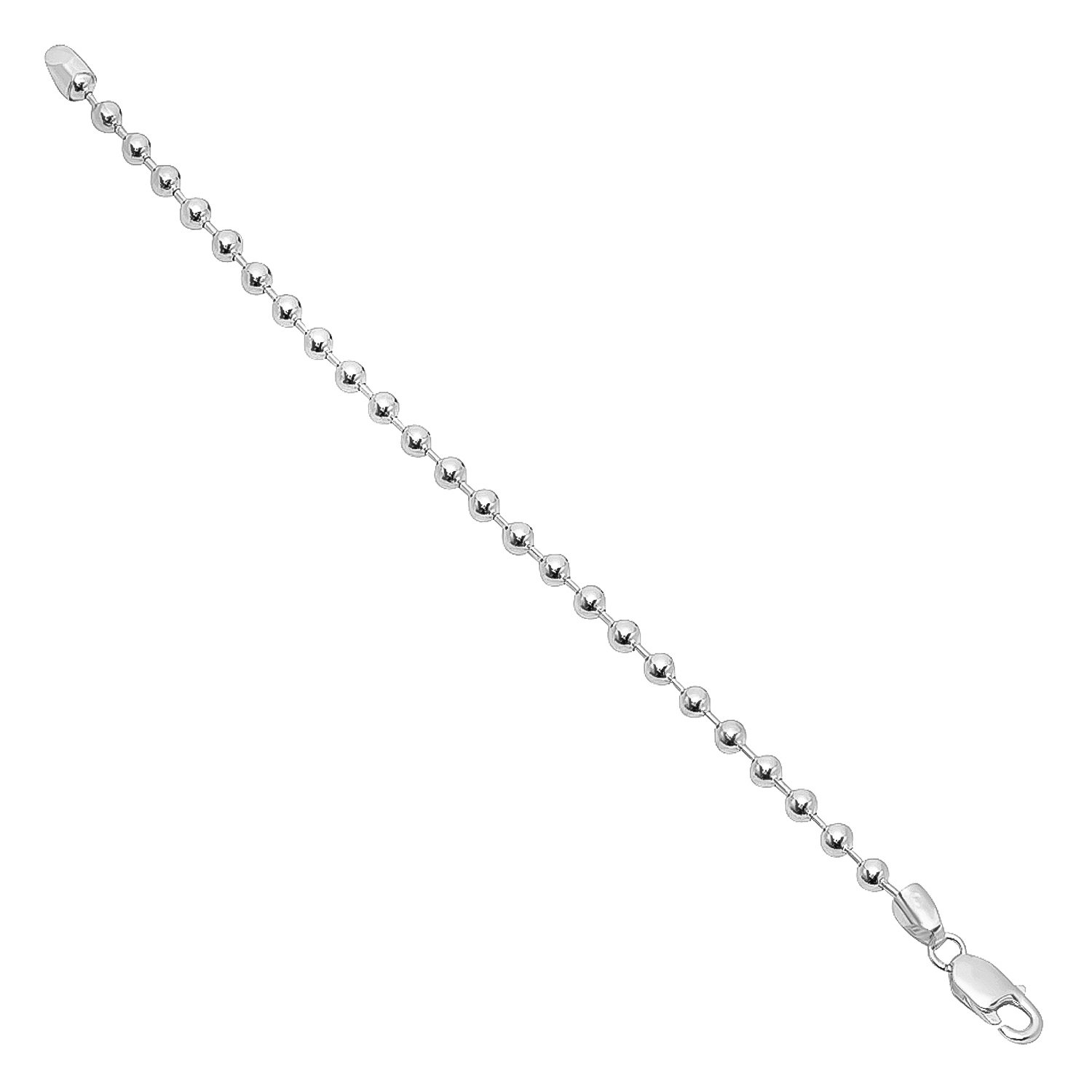 5mm Solid .925 Sterling Silver Military Ball Chain Bracelet, 8 inches