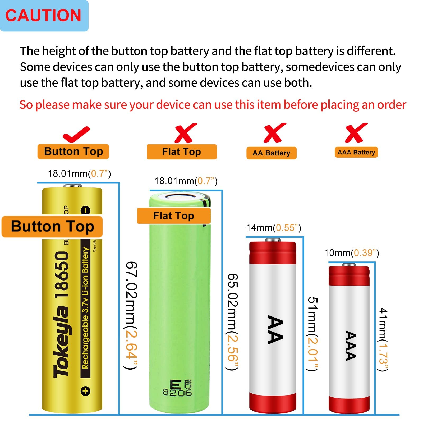 6pcs 18650 Rechargeable Battery 5000mAh With 18650 Battery Charger,Universal Charger for Rechargeable 3.7V Li-ion Batteries 26650 14500 10440 Tokeyla (Button Top Type)