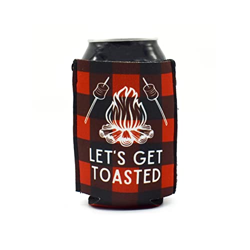 ZipSip Adjustable Koozies All in 1 - Reusable Can Cooler Insulated - Beer Coozies for Bottles, Cans Slim Cans - Iced Coffee Sleeve - Neoprene Drink cup sleeve (Let's Get Toasted, NOT MAGNETIC version)