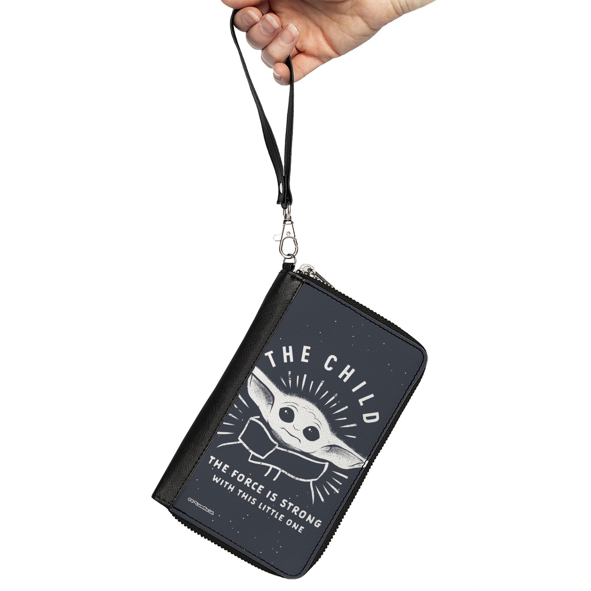 Buckle-Down Women's PU Zip Around Wallet Rectangle-Star Wars The Child, 7.5"x4.5"