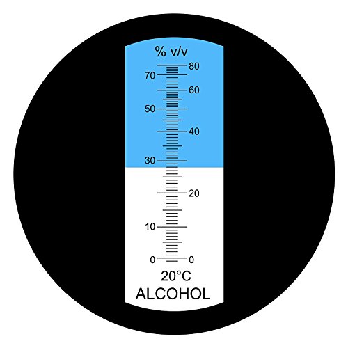 Alcohol Refractometer - 0-80% Alcohol Volume Percent with ATC for Distilled Beverages, Whiskey, Vodka, Gin, Tequila - Portable with Extra LED Light & Pipettes - Accurate Alcohol Measurement Tool