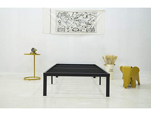 zizin 14 Inch Metal Platform Bed Frame Twin XL Size Mattress Foundation,Heavy Duty,Non-Slip,No Box Spring,Black (Twin-XL)