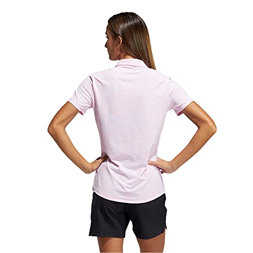adidas Golf Women's Spacedye Primegreen Short Sleeve Polo Shirt, White/Pink, Large
