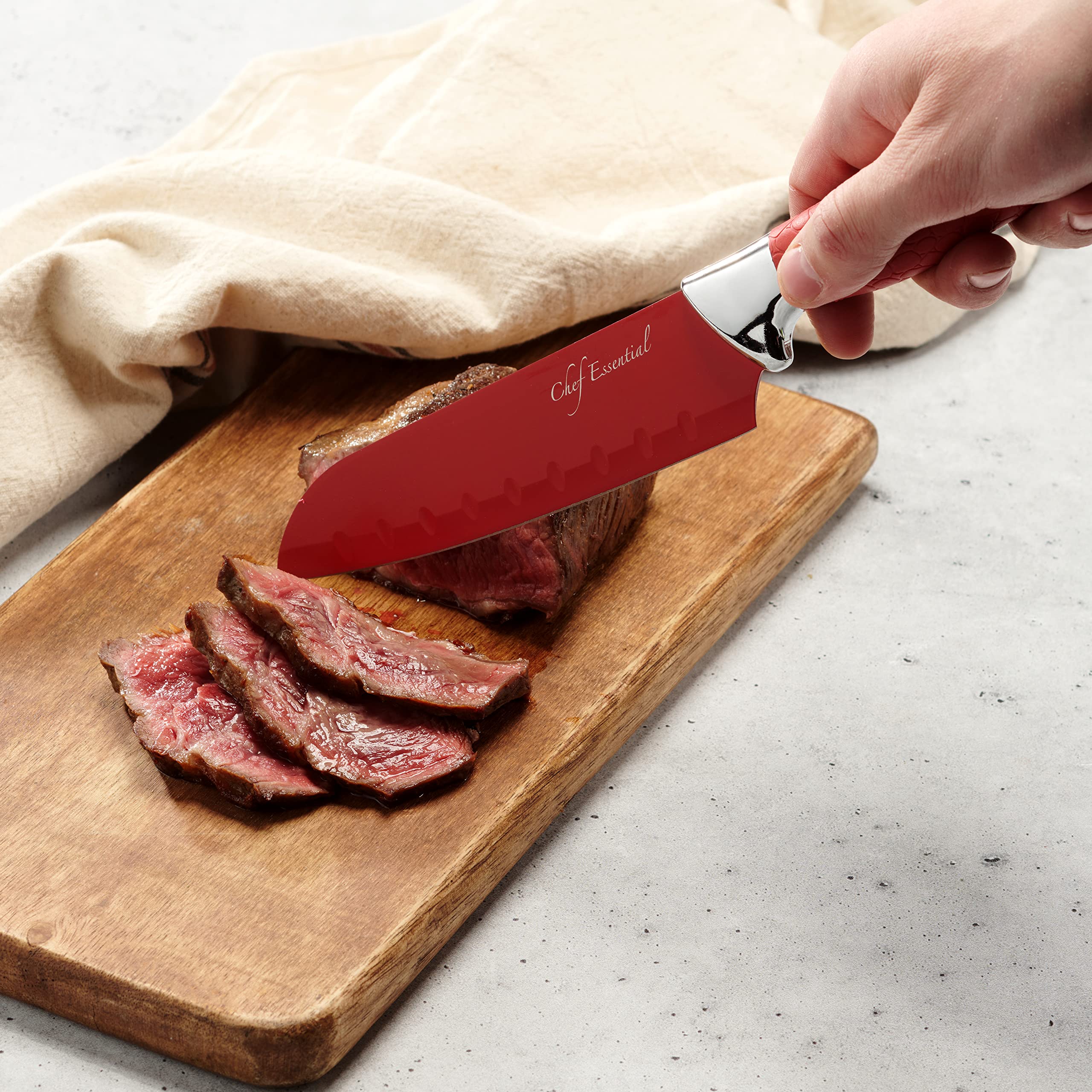 Chef Essential Carbon Steel Culinary Knife Set – 6-Piece Sharp Knife Set – Meat, Veggie, Bread Knife Set – Nonstick Chef Knife Cooking Knives – Professional Sharp Kitchen Knife Set Without Block