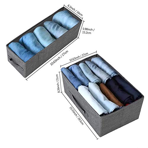 Kcelarec Drawer Dresser Storage Organizer 7-Drawer Closet Shelves, Sturdy Steel Frame Wood Top with Easy Pull Fabric Bins for Clothing, Blankets (Grey)