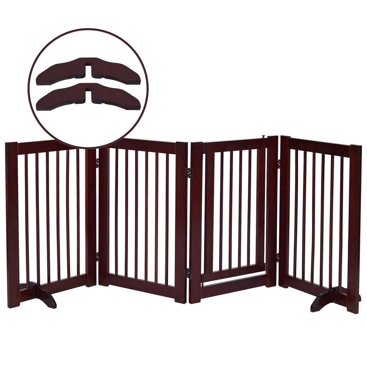 Giantex 2 PCS Support Feet for Configurable Wood Dog Gate, Stable Free Standing Dog Panel with Foot Pads, Safety Fence Feet