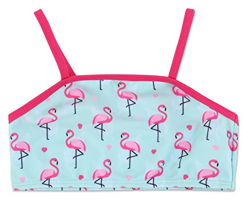 Dreamwave Flamingo Toddler Girls Swimsuit Set: Rash Guard Bikini Skirt One-Piece Pink/Blue 4T