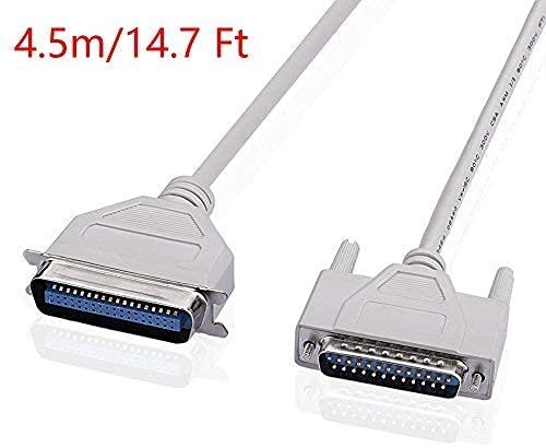 Yohii 4.5m/ 14.7 Feet DB25 Male to Centronics 36 Female Parallel Printer Cable LPT Parallel Printer IEEE-1284- (G7.23)