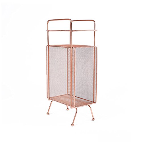 Newspaper Baskets Creative Corner Magazine Rack Wrought Iron Simple Racks Living Room Multi-Purpose Storage Rack, 34 23 73cm (Color : Rose Gold)