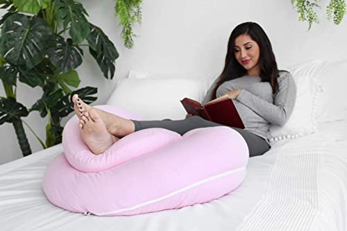 Pharmedoc Pregnancy Pillows, C-Shape Full Body Pillow – Jersey Cover Light Pink – Pregnancy Pillows for Sleeping – Body Pillows for Adults, Maternity Pillow and Pregnancy Must Haves, New Mom Gifts