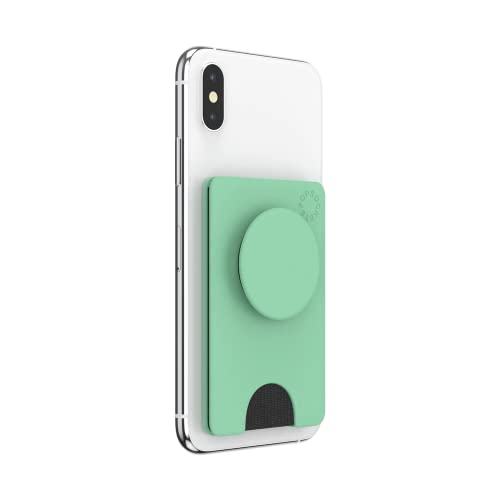 PopSockets PopWallet+ with Swappable PopTop: Phone Grip, Phone Stand, and Wallet for Cards, Removable, Ultra Mint