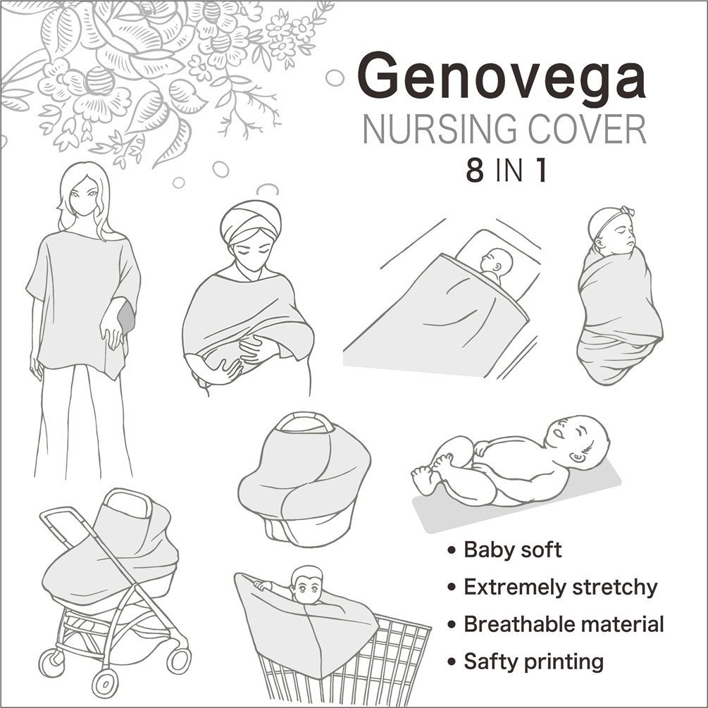 Nursing Breastfeeding Cover Car Seat Canopy for Infant Baby, Soft Bamboo Jersey, Extremely Stretchy, All-in-one Carseat Stroller Cover, Nursing Cover Up Poncho Tops Clothes, Nurse Gift Stripe