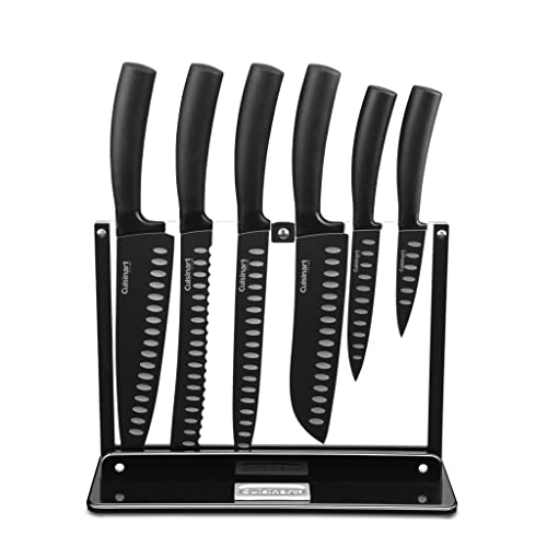 Cuisinart C77NS-7P Classic Nonstick Edge Collection 7-Piece Cutlery Knife Set with Acrylic Stand, Black