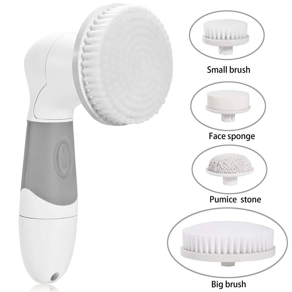 Facial Cleansing Brush 4 in 1 Kit Microdermabrasion Exfoliation Electric Waterproof Makeup Cleanser with 4 Brush Heads for Blackhead Remover Acne Dead Oily Sensitive Dry Skin