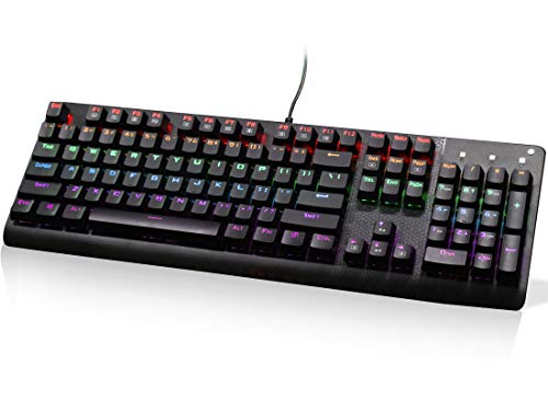 E-YOOSO Mechanical Keyboard K600 Blue Switches 104 Keys Gaming Keyboard 9 Modes LED Backlit Rainbow USB Wired Keyboard for Desktop Computer Laptop Windows PC