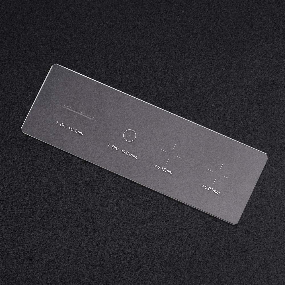 SANON Microscope Slides, Microscope Objective Micrometer Calibration Slide Glass Stage Micrometer with Four Graduated Scales DIV 0. 01mm