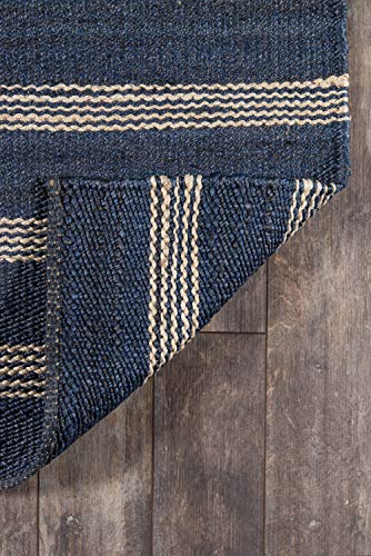 Novogratz by Momeni Montauk 100% Jute Hand Woven Indoor Area Rug, 2'3" X 10', Navy