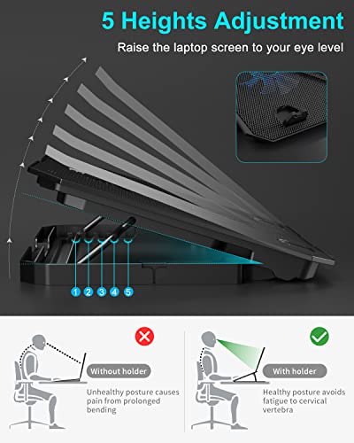 KeiBn Laptop Cooling Pad, Gaming Laptop Cooler 2 Fans for 10-15.6 Inch Laptops, 5 Height Stands, 2 USB Ports (S039)