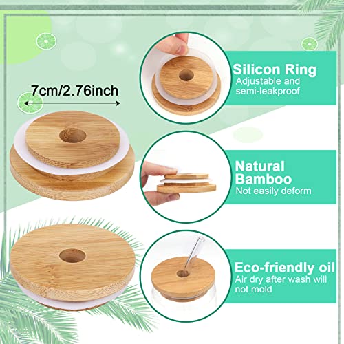 Beer Can Glass with Bamboo Lids and Straw 16 oz Drinking Glasses Can Tumbler Clear Glass Cups Reusable Beer Can Shaped High Borosilicate Glass Great for Smoothies, Tea, Cola, Juice,Soda (4pack)