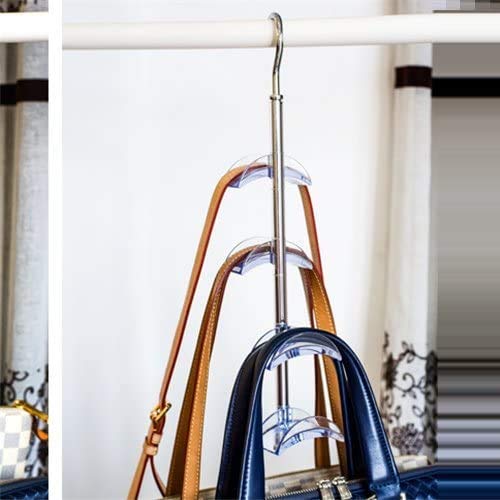 Chris.W Rotateble 4-Hooks Over The Closet Rod Hanging Storage Organizer Hanger for Purses, Backpacks, Satchels, Crossovers, Handbags Storing and Organizing - 2 Pack (Transparent)