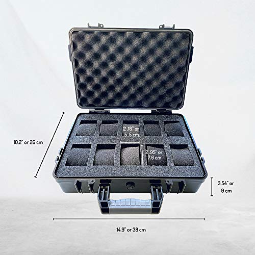 ModernGen 10 Slot Watch Box Travel Case - Heavy Duty Plastic Impact Resistant Waterproof