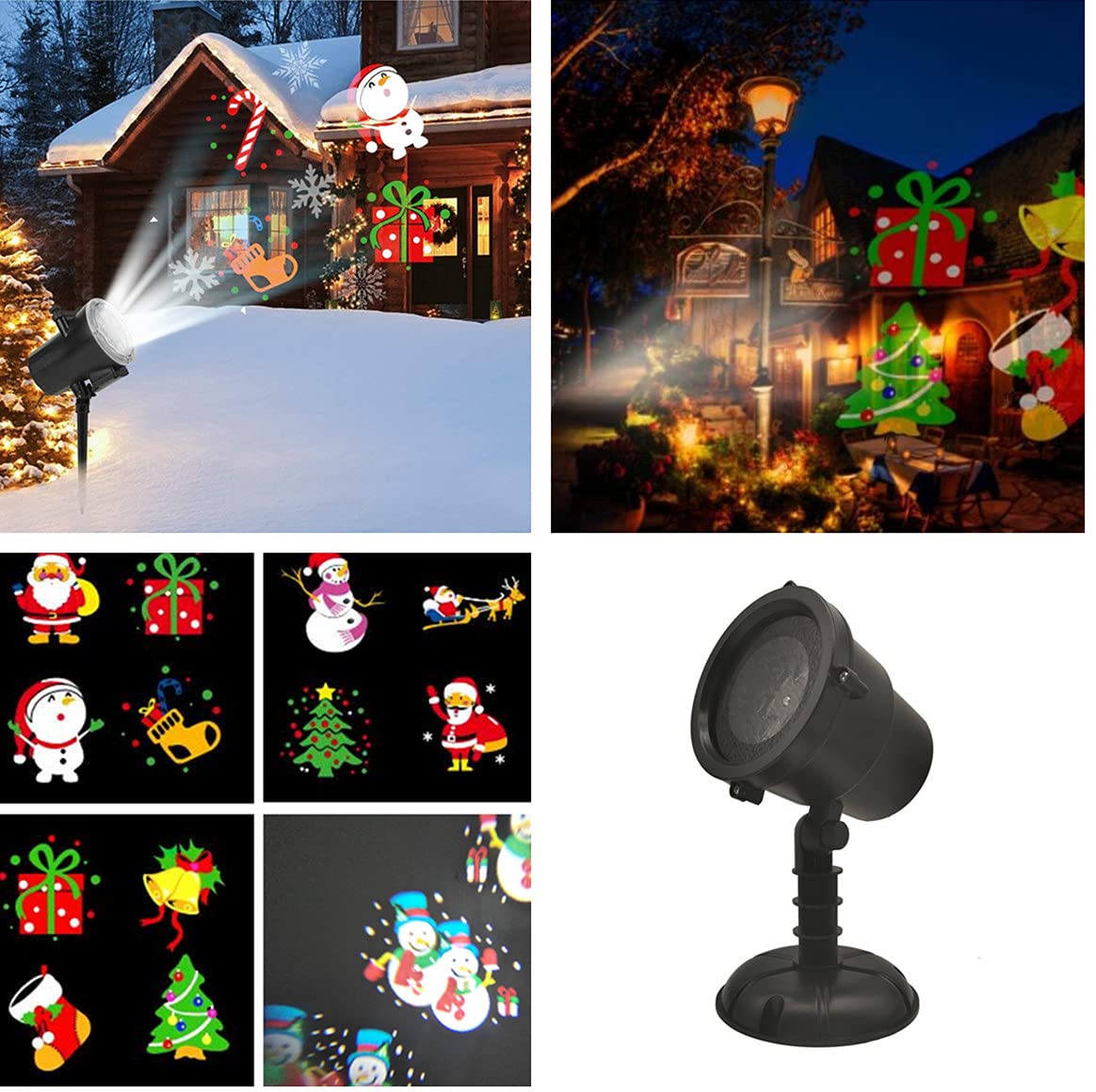 Christmas Projector Lights Outdoor Projector Lights Waterproof Plug in Moving Effect Wall Mountable for Halloween Christmas Holiday New Year Home Party Decoration Show (Reindeer Santa)