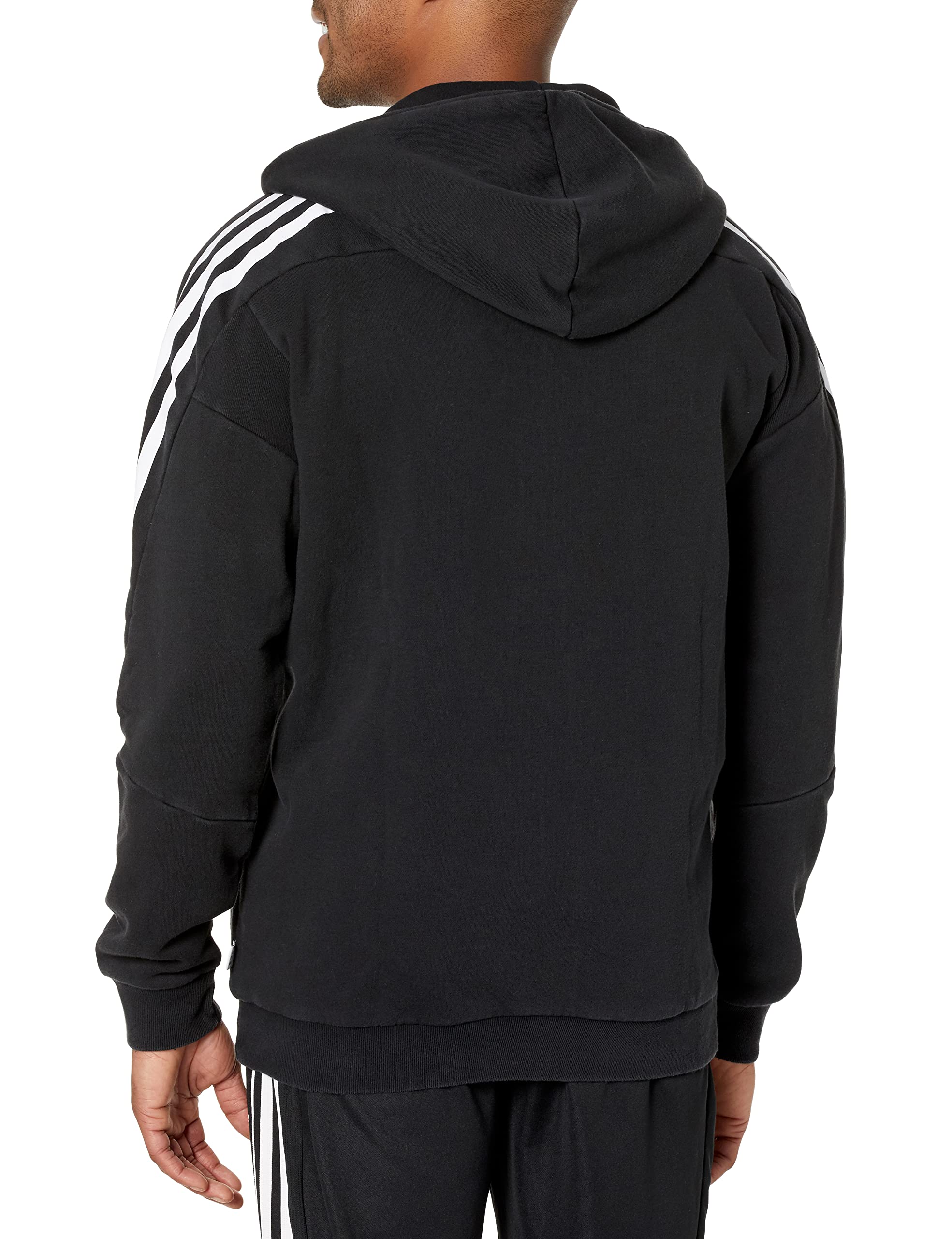 adidas Men's Future Icon Three Stripes Fleece Full Zip, Black, XX-Large
