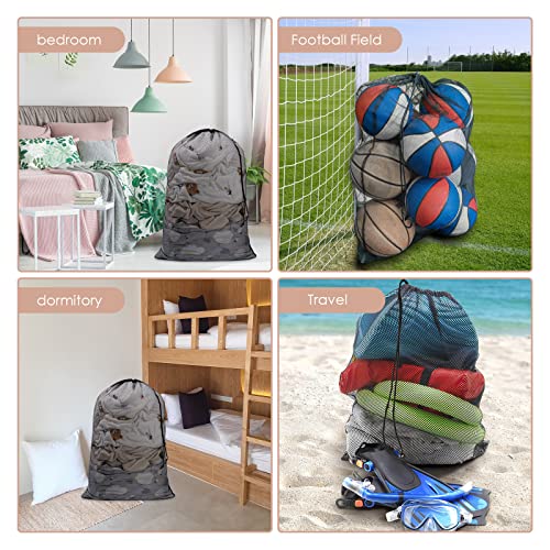 Meowoo Mesh Laundry Bag, 27×36inch Heavy Duty Extra Large Mesh Laundry Bags Drawstring Lockable, Laundry Hamper Liner, Machine Washable, for Travel, Storage, Sports, Factories, Dorms, Hamper Liner(black,2Pcs)