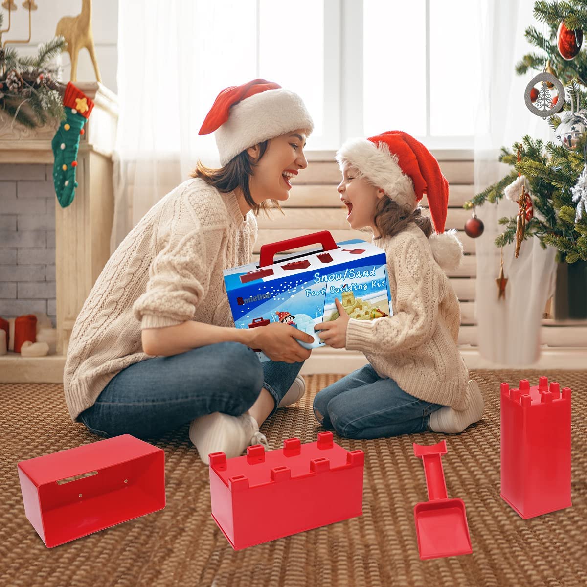 BeneFine Snow Fort Building Block,Snow Brick Maker, Sand Castle Mold,Beach and Snow Toy Brick Form for Kids,Outdoor Winter and Summer Fun Toys(4PCS)