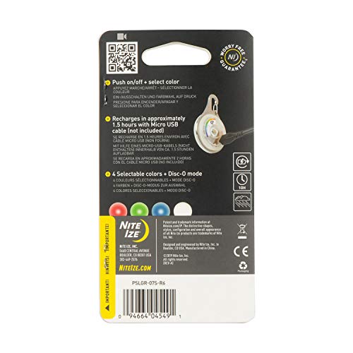 Nite Ize Spotlit XL LED Collar Light, Carabiner Clip Dog Light, USB Rechargeable, Disc-O Select Color-Changing Light