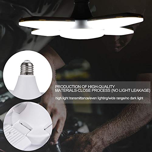 60W LED Garage Lights, 6000 Lumens Adjustable Leaf Light Garage Ceiling Light, CRI 80,Daylight White 6000k LED Garage Ceiling Light, high Bay Light for Garage, Barn, Workshop, Warehouse