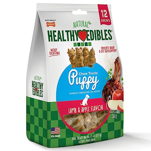 Nylabone Healthy Edibles Puppy Natural Long Lasting Dog Chew Treats Lamb & Apple Small/Regular (12 Count)
