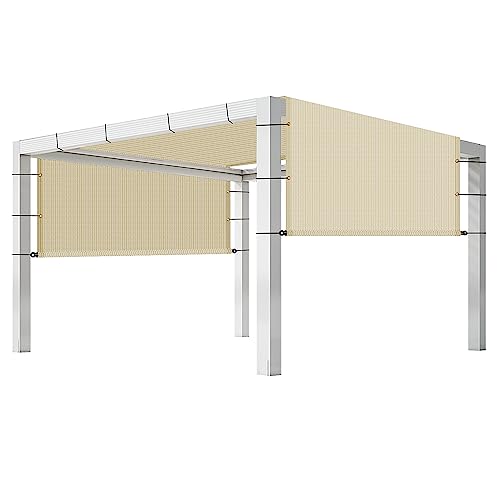 AwnPro 9' x 12' Beige Outdoor Pergola Shade Cover Canopy for Patio Deck Porch Backyard Gazebo Replacement Shade Cover with Spaced Grommets Weighted Rods