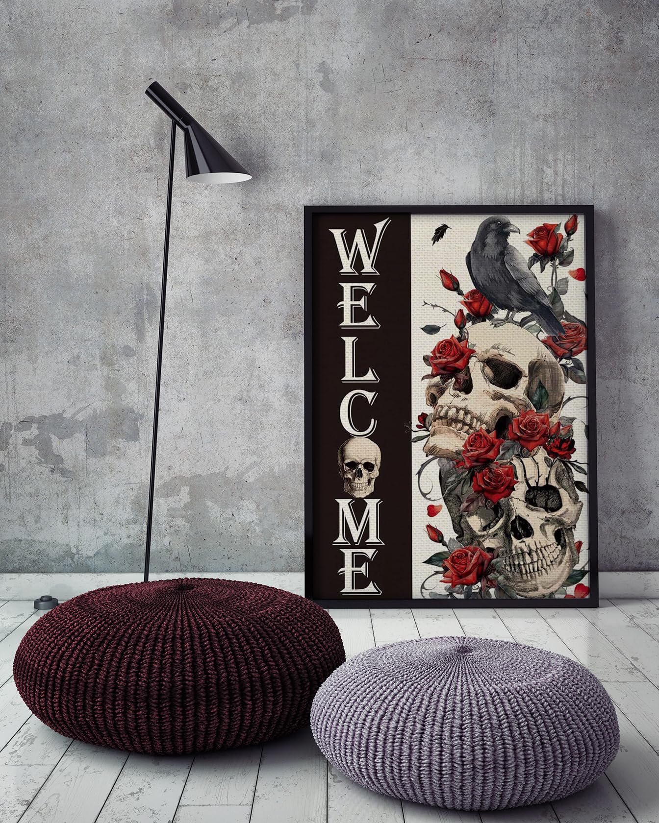 Acelii Welcome Halloween Diamond Painting Kits for Adults Beginners,5D Horror Skull Crow Diamond Art Kits,DIY Rose Full Round Drill Gem Art,Fall Home Wall Decor 12 x 16 Inch, Onesize