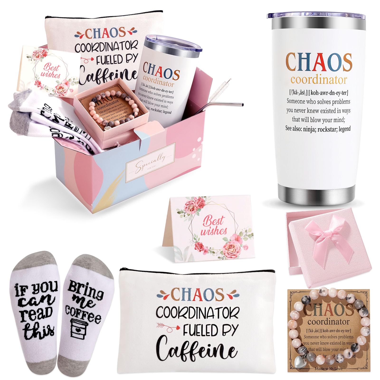 Chaos Coordinator Gifts, Gifts For Women, Thank You Gifts For Women, Coworker Gifts for Women, Teacher Gifts, Farewell Gifts For Coworkers, Office Gifts for Coworker Boss, 20 OZ Insulated Tumbler