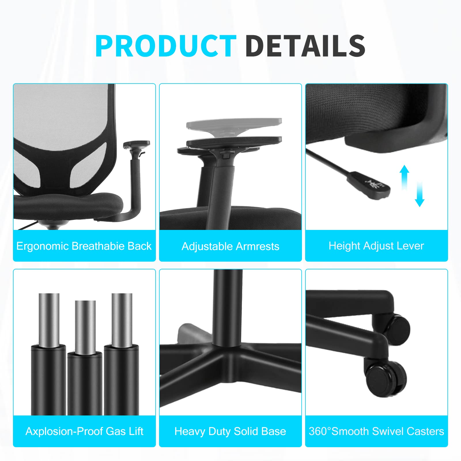 AFO Tall Drafting Chair with Adjustable Foot Ring, Ergonomic Lumbar Supportive Armrest High Resilience Sponge, Breathable Mesh, 360 Degree Swivel Rolling for Standing Desk, Dark Black