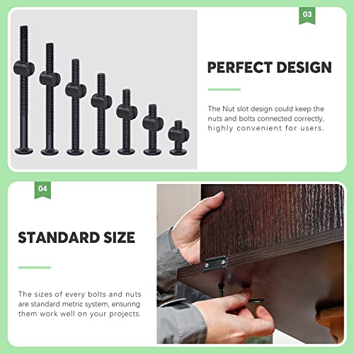 Keadic 185Pcs M6 20/30/40/50/60/70/80mm Baby Bed Screws Hardware Replacement Kit, Hex Socket Head Cap Screws Nuts for Furniture Cots Beds Crib, 1 Hex Key for Free