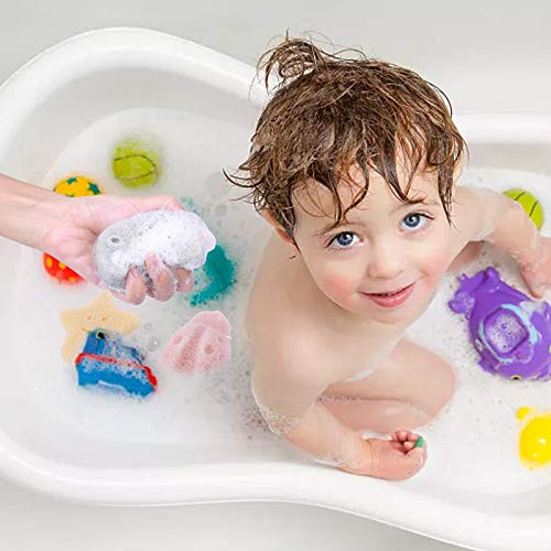KECUCO Konjac Baby Sponge for Bathing, Natural Kids Bath Sponges for Infants, Toddler Bath Time, Cute Shapes Natural and Safe Plant-Based Konjac Baby Bath Accessories, 5pcs