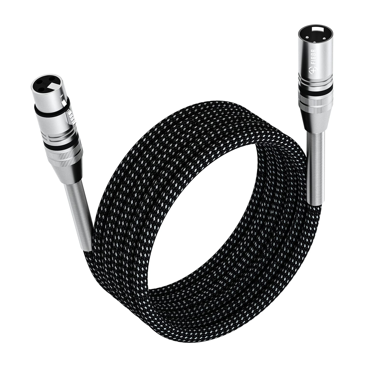 FIBBR XLR Cable 6ft/2M, Microphone Cable Nylon Braided XLR Male to Female Heavy Duty Balanced Microphone Cord Compatible with Preamps/Speaker Systems and More