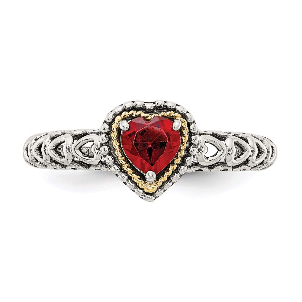 925 Sterling Silver and 14k Yellow Gold Garnet Ring Fine Jewelry For Women Gifts For Her, Size 7
