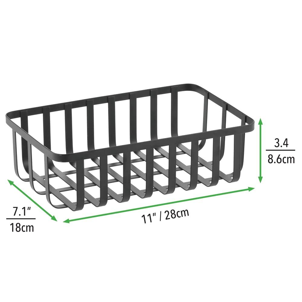 mDesign Farmhouse Metal Wire Storage Organizer, Holder Bin Basket Shelving Organization for Closet, Entryway, Bedroom, Bathroom, Home Office - Black