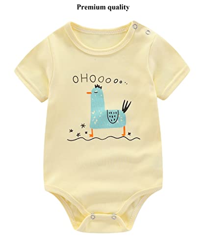 FLORNO Unisex Baby Bodysuits 5-Pack Baby Short Sleeve Bodysuits Onesies Bodysuit Short-Sleeve Bodysuits0 Organic Cotton (9-12 Months)
